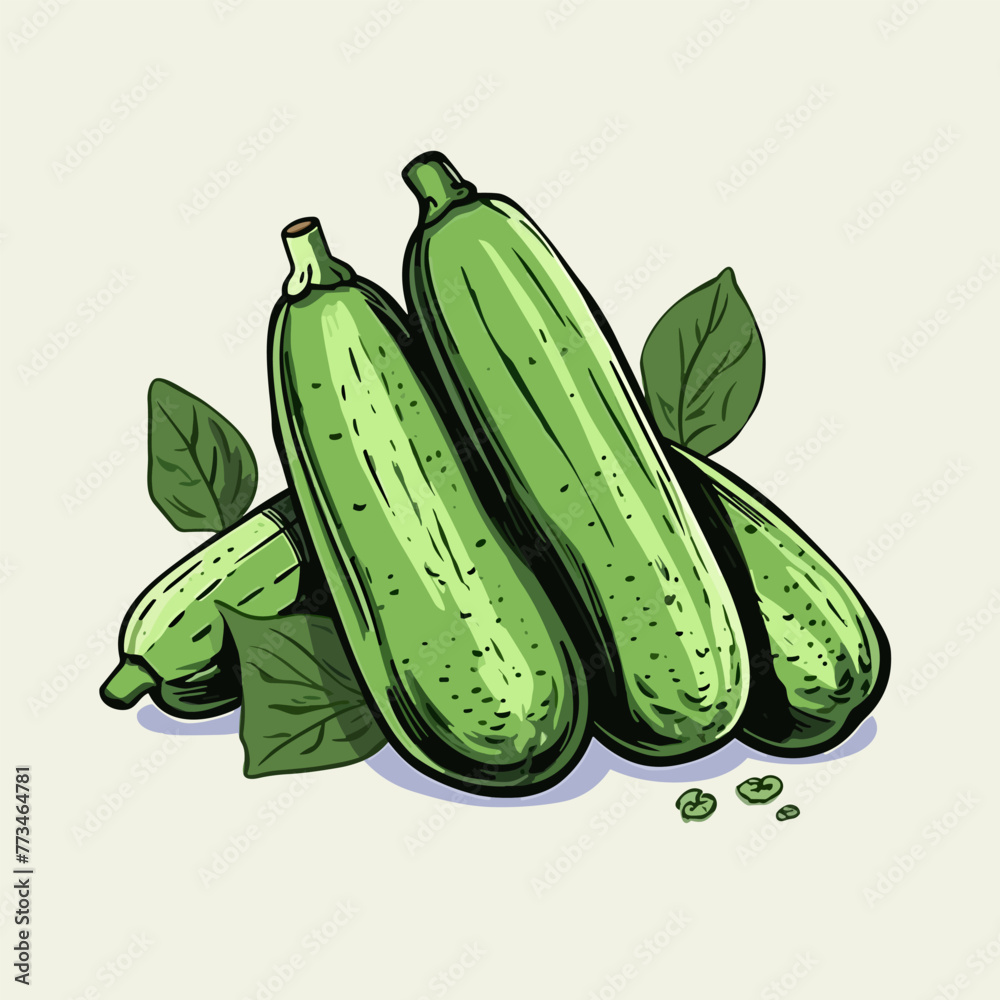 Zucchini hand-drawn illustration. Zucchini. Vector doodle style cartoon ...