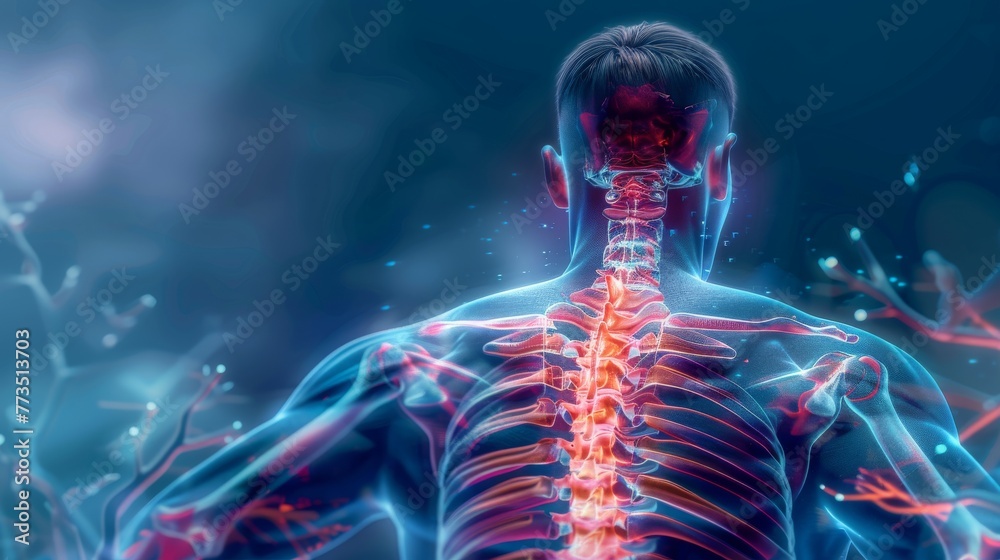 Back Pain, Backache, Human Spine X-ray Anatomy, Emphasizing the Spine ...