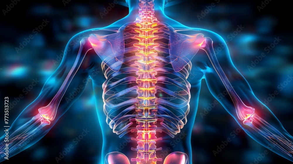 Back Pain, Backache, Human Spine X-ray Anatomy, Emphasizing the Spine ...
