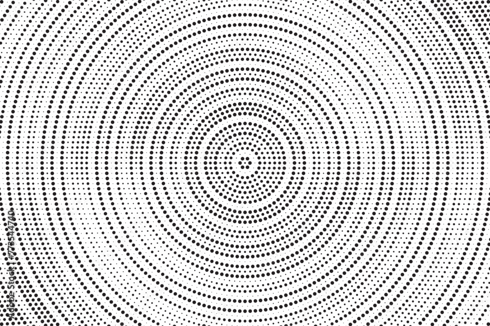 Halftone circle frame dotted background. Round border background using halftone random circle ...