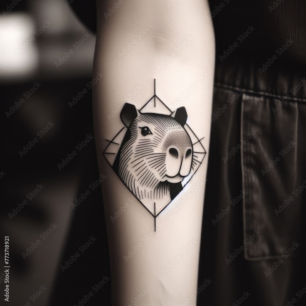 tattoo designs inspired by capybaras, tattoo logos with happy capybara ...