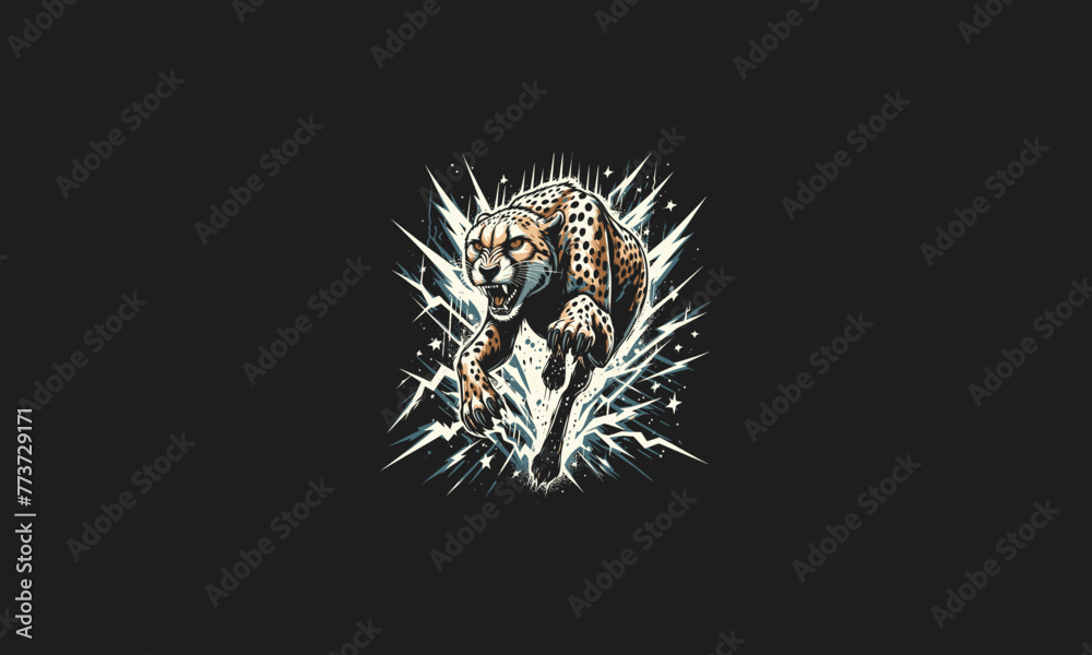 cheetah running angry background lightning vector artwork design Stock ...