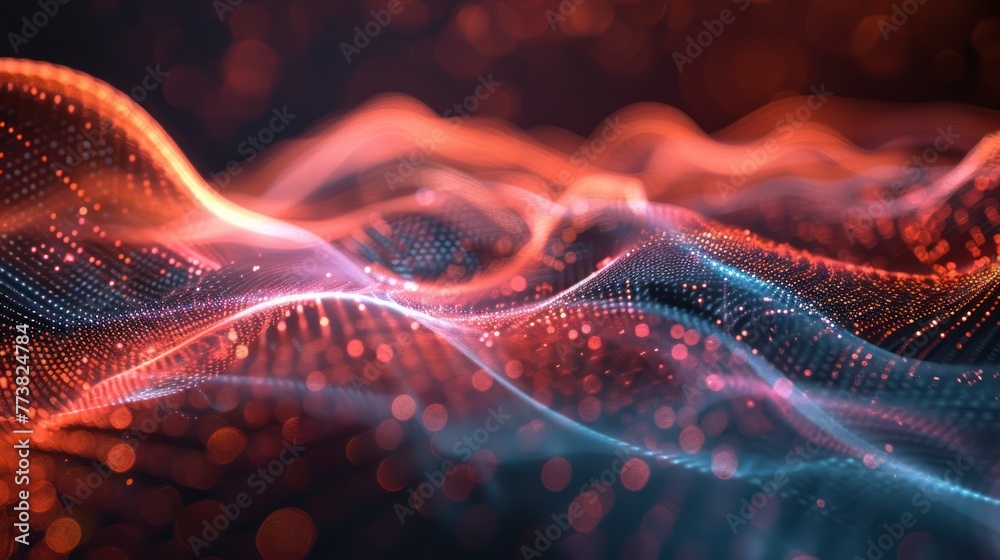 Montage background with grainy digital effect. Red and blue color ...