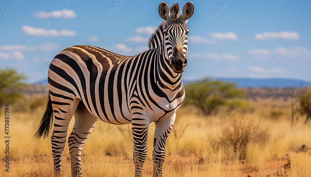 Striking image of a zebra standing tall on the African savanna ...
