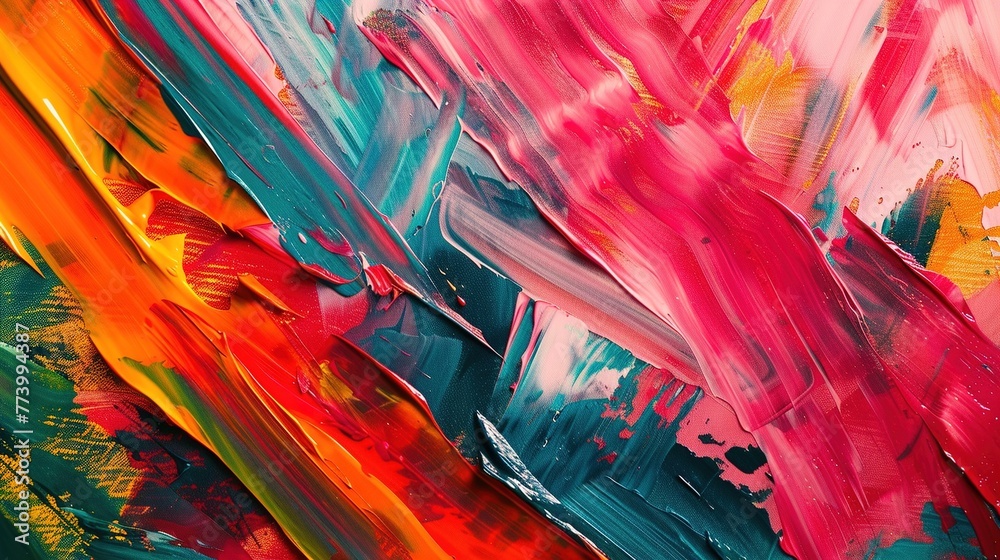 Abstract art painting with bold brush strokes and vibrant colors ...