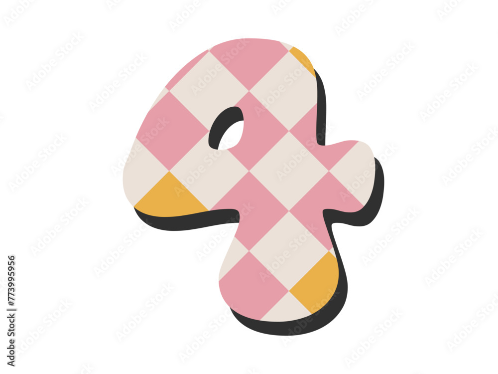 Number 4 on a transparent background.Number four with colorful chess ...