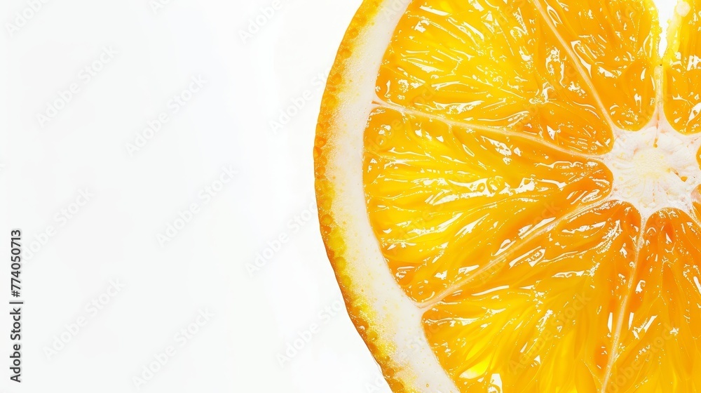 The perfect retouched orange slice has been isolated on a white ...