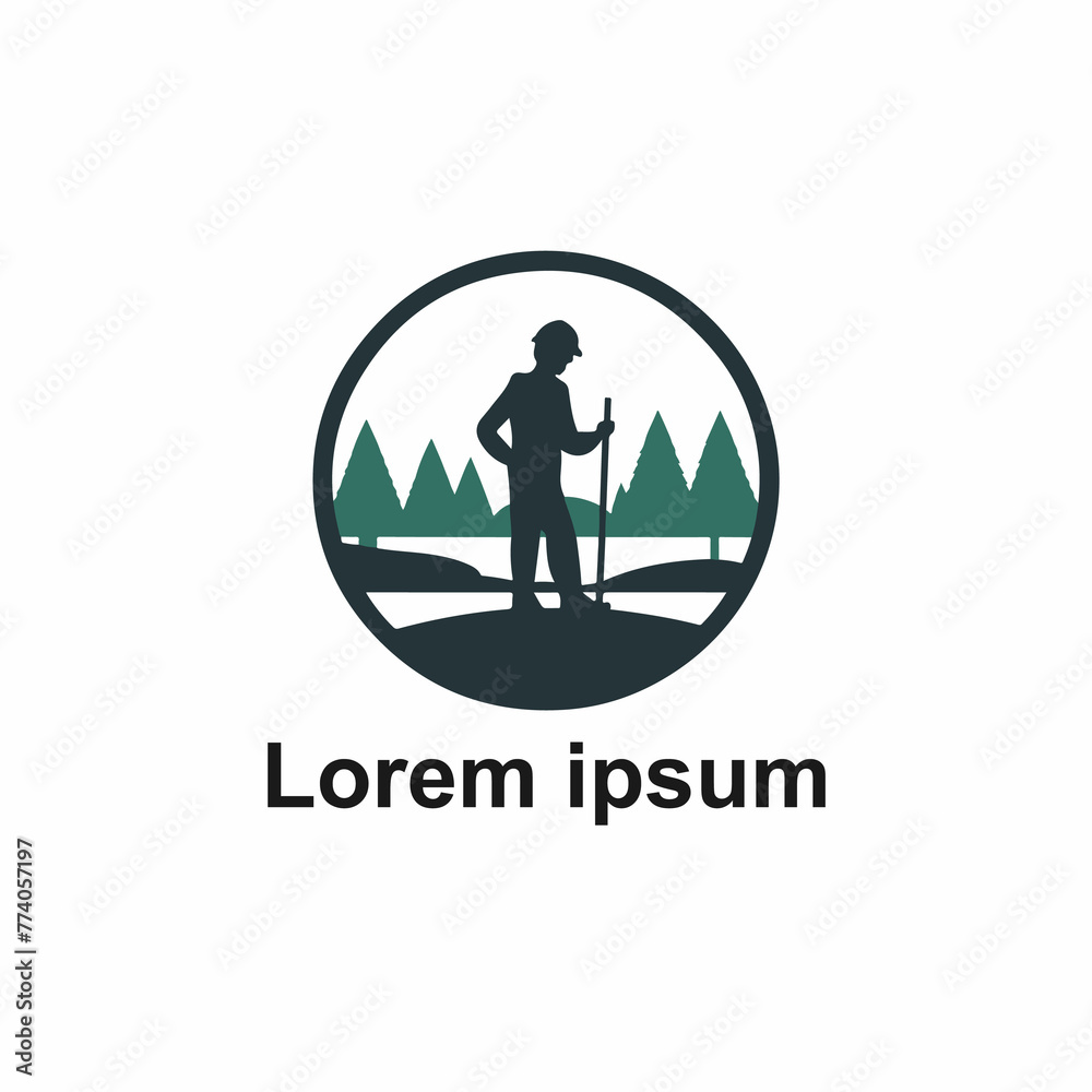 Vector man pushing lawn mower logo lawn mower landscaping logo design ...