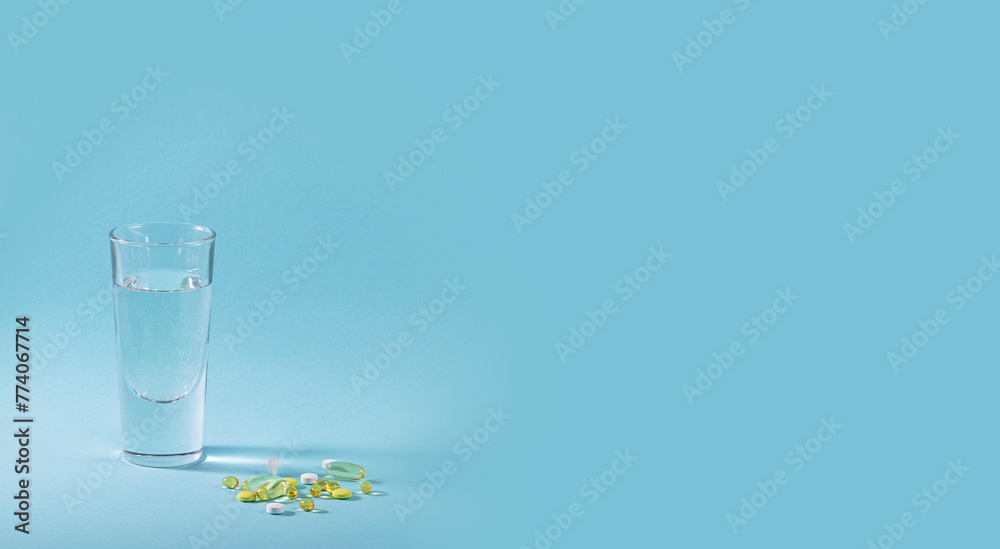 Diet, nutrition, healthy eating concept. Assorted pharmaceutical ...
