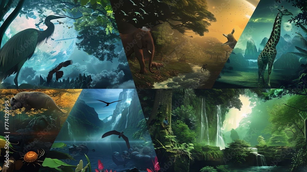 Art showing Earth and animals in various places. Great for topics like ...