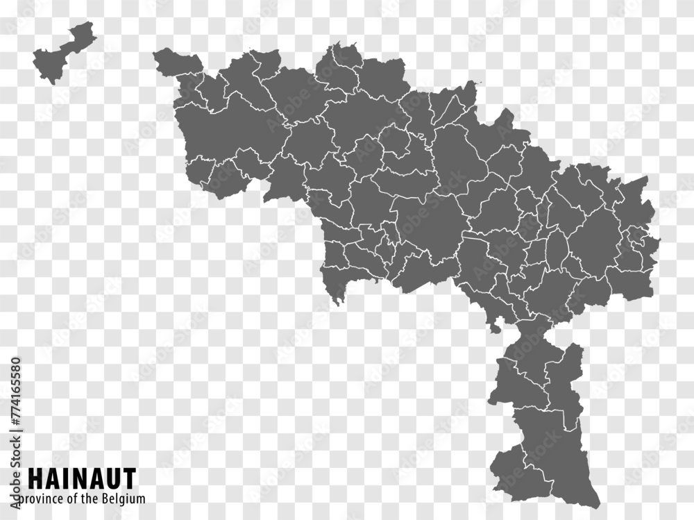 Blank map Province Hainaut of Belgium. High quality map Hainaut with ...