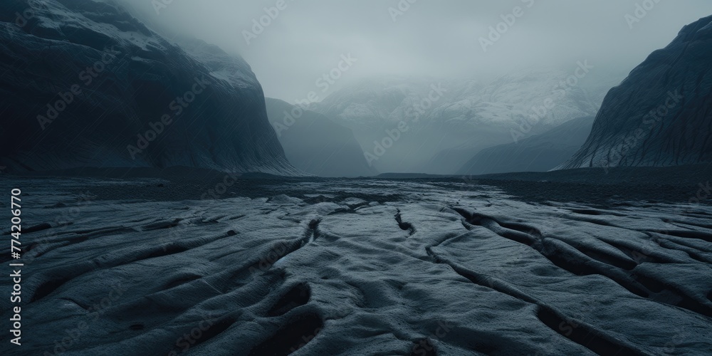 desert with a huge mountain in the background. The landscape was ...