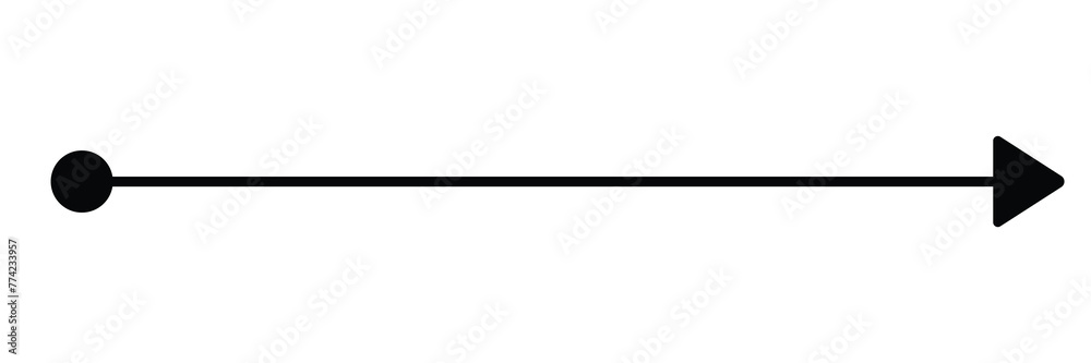 Straight line with point on start and arrow on finish. Symbol of ...