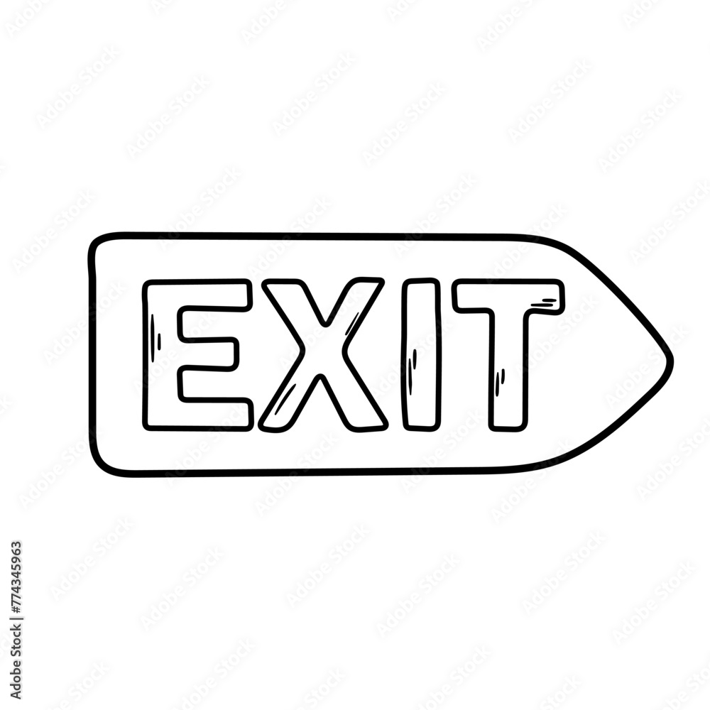 Exit sign vector icon in doodle style. Symbol in simple design. Cartoon ...