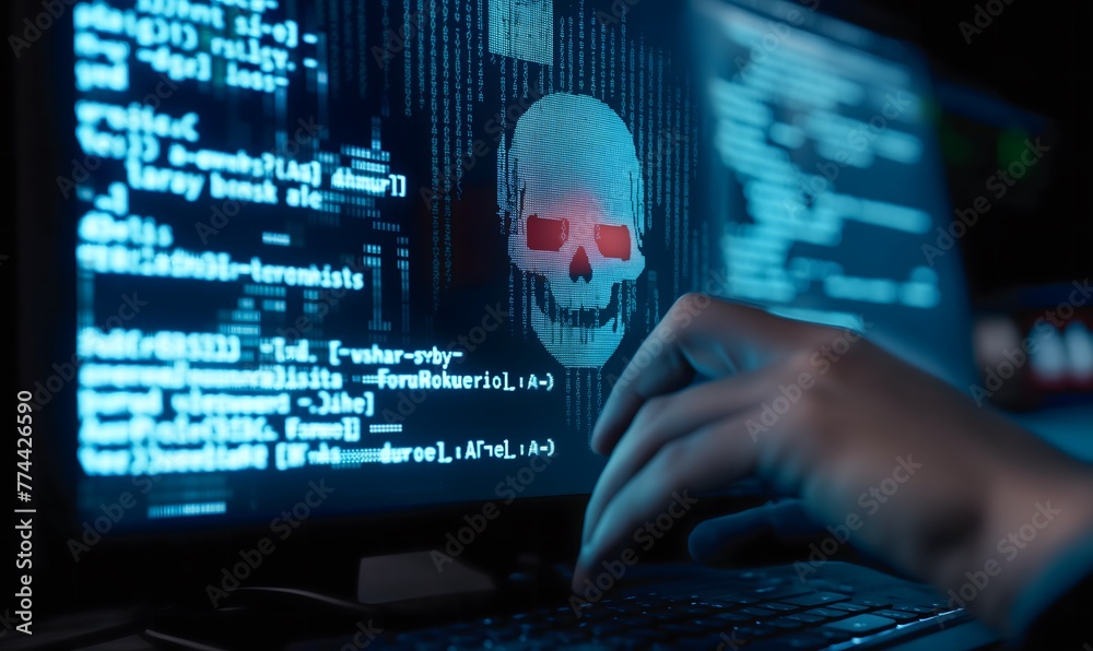 System hacked alert after cyber attack on computer network. compromised ...