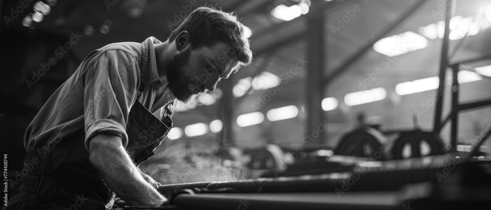 Through the lens of the camera, the worker becomes a hero, his every ...