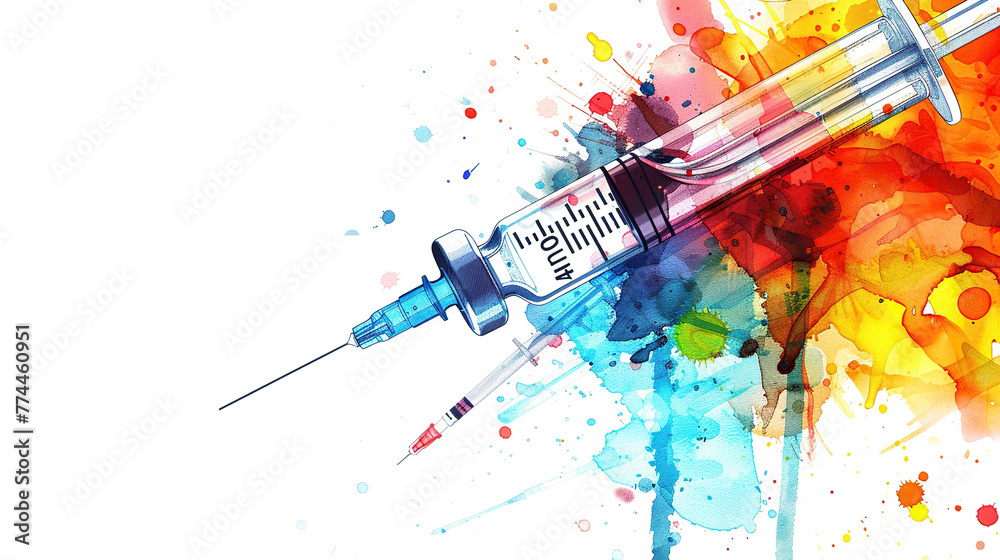 world Immunization Week, April 24-30 , vaccine syringe on colorful ...