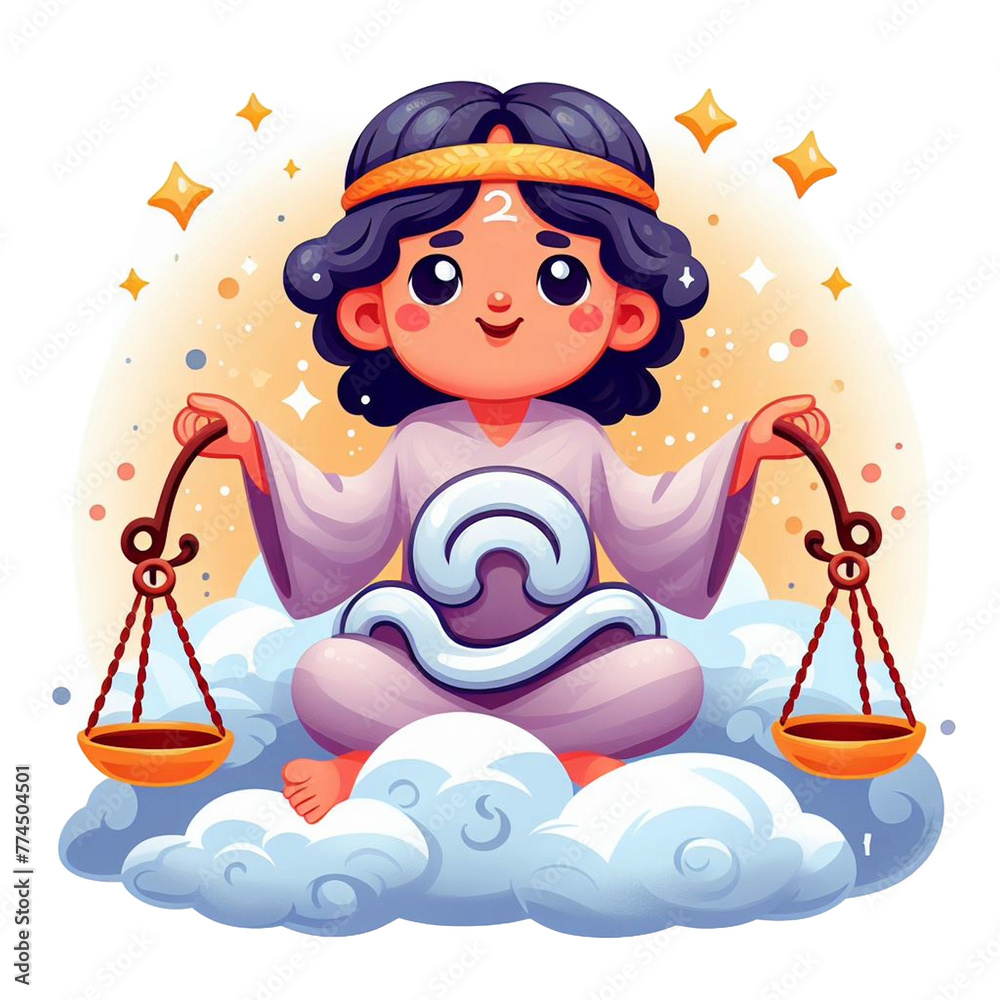 libra zodiac cartoon illustration isolated on transparent background ...