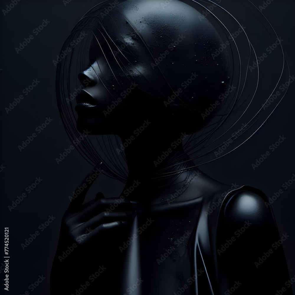 ai generated hyper realistic beautiful black woman in a dark, moody ...