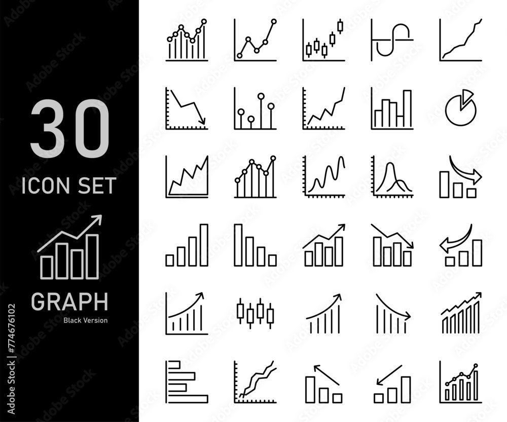 Graph icon set, business graph and chart icon Statistics and ...
