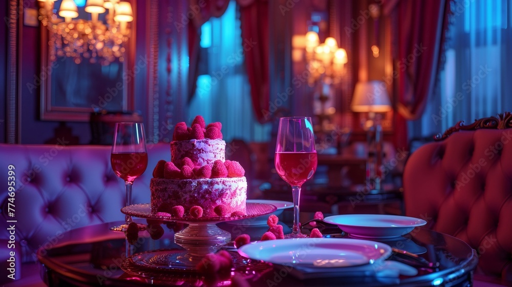 Mafia boss neuron at the head of a cake table, opulent style, rich and ...