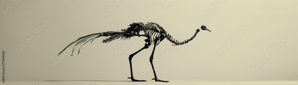 Stock-Illustration „Skeleton of an emu in samurai pose, anatomical ...