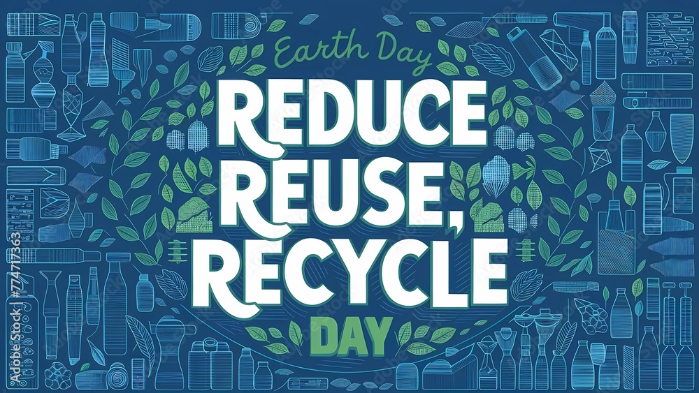 Reduce Reuse Recycle Earth Day Banner - Sustainable Living Awareness ...