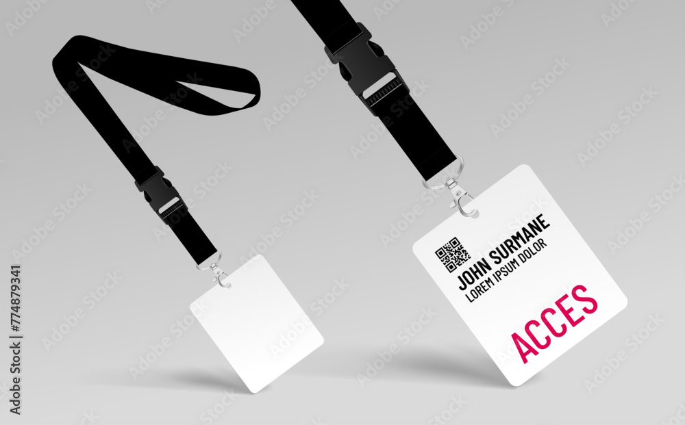 Lanyard and badge. Template for presentation of their design. Realistic ...