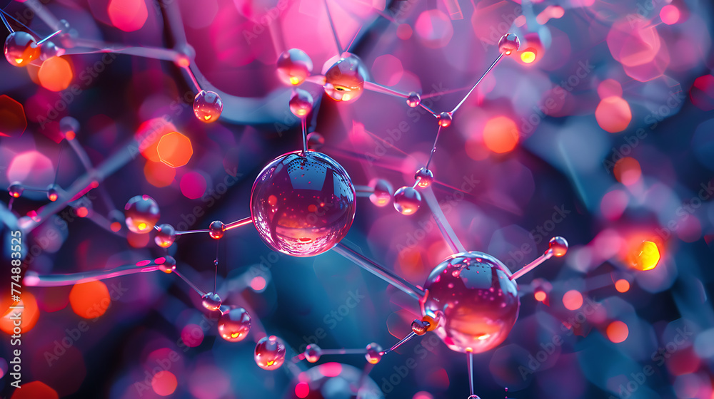 Generative AI science, gene, cell, dna, water, molecule, microscope ...