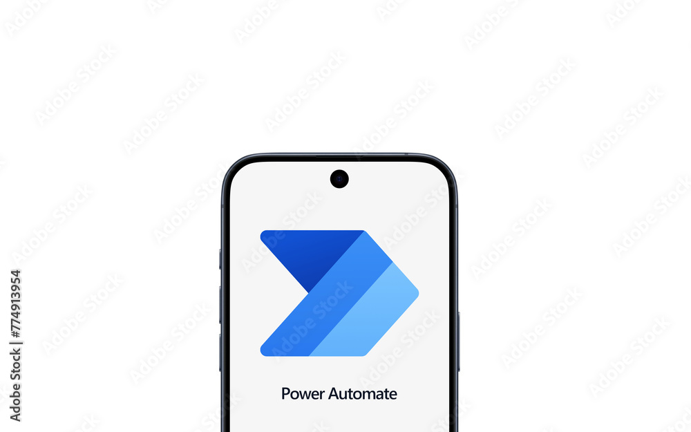 Microsoft Power Automate Logo is displayed on a modern smartphone ...