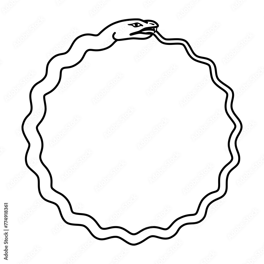 Serpent circle, known as ouroboros or uroboros, ancient symbol for ...