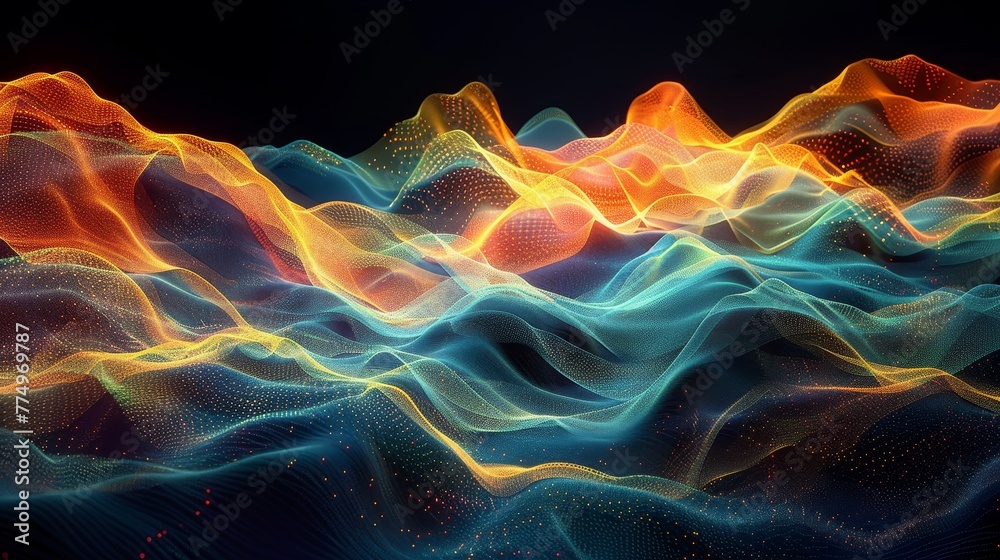 Abstract illustration that resembles dynamic data flow in an artificial ...