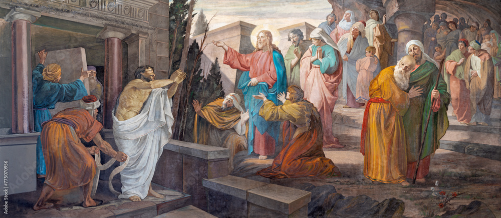 MILAN, ITALY - MARCH 4, 2024: The fresco of Resurrection of Lazarus in ...