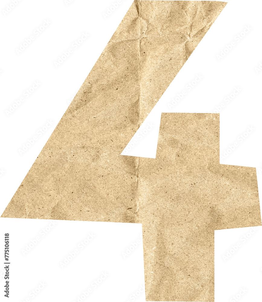Number 4 cut out of cardboard Stock Illustration | Adobe Stock