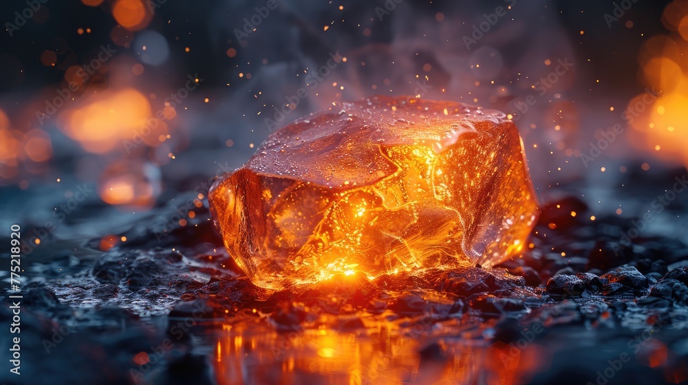 Ice that floats in lava flows, retaining its cold nature even in the ...