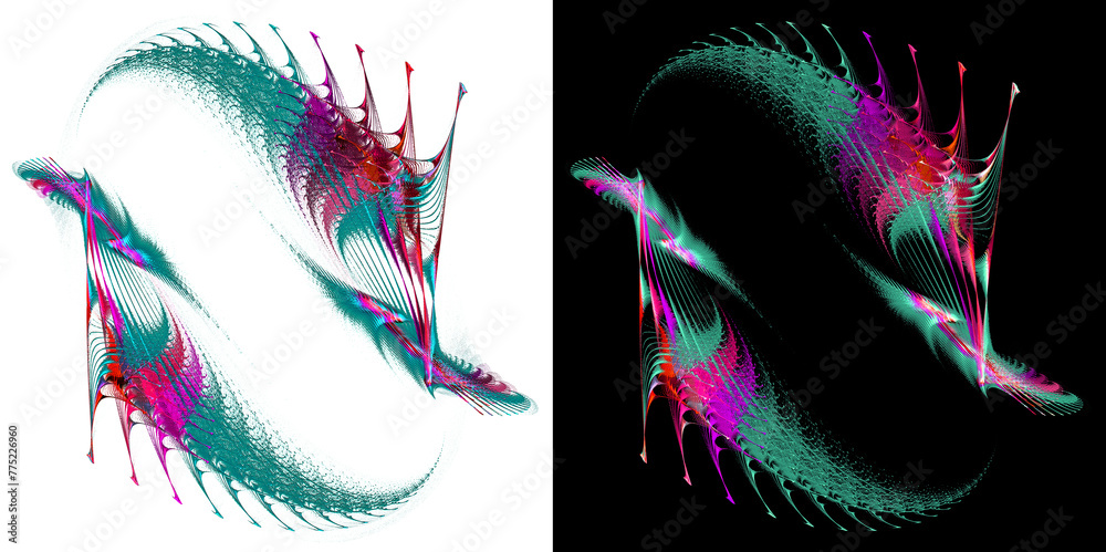 Fantastic sea creatures with fins - spines swim in a circle one after ...