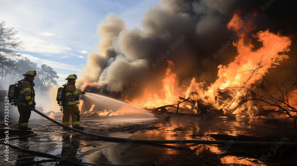 brave firefighters spring into action, battling flames with skill and ...