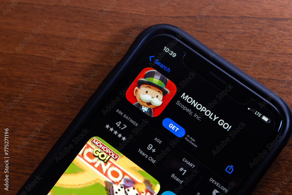 Vancouver, CANADA - Apr 1 2024 : Monopoly Go! app seen in an iPhone ...