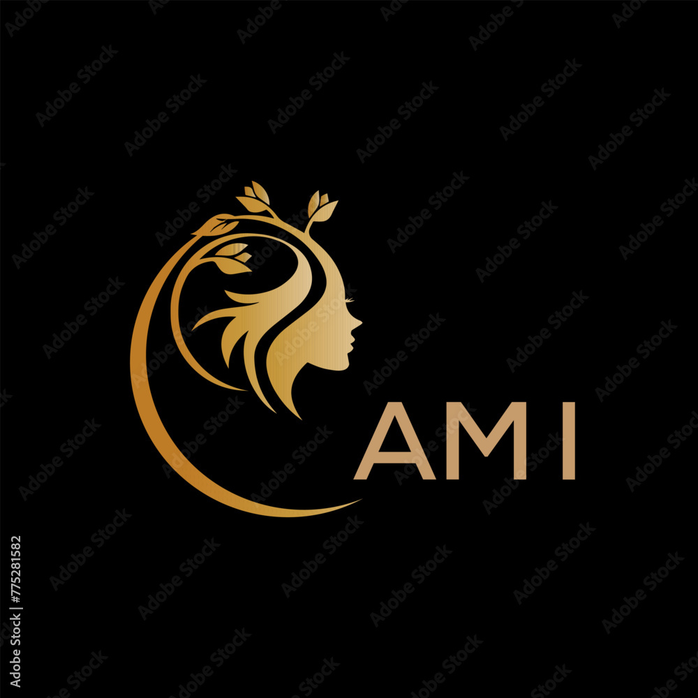 AMI letter logo. best beauty icon for parlor and saloon yellow image on ...