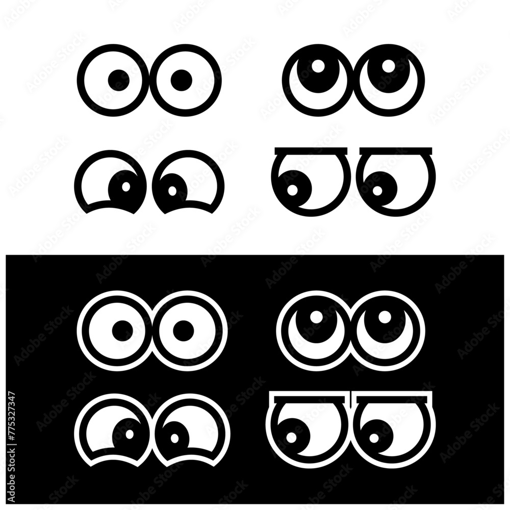 Cartoon Eyes Vector Set Drawing Expressions Stock Vector | Adobe Stock