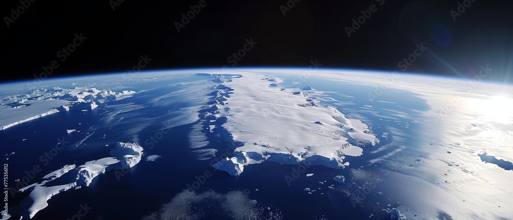 Planet Earth from the space shuttle, showcasing vast ice glaciers and ...