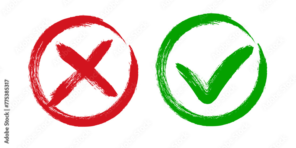 Image vectorielle Stock Tick and Cross sign elements. vector buttons for vote, election choice ...
