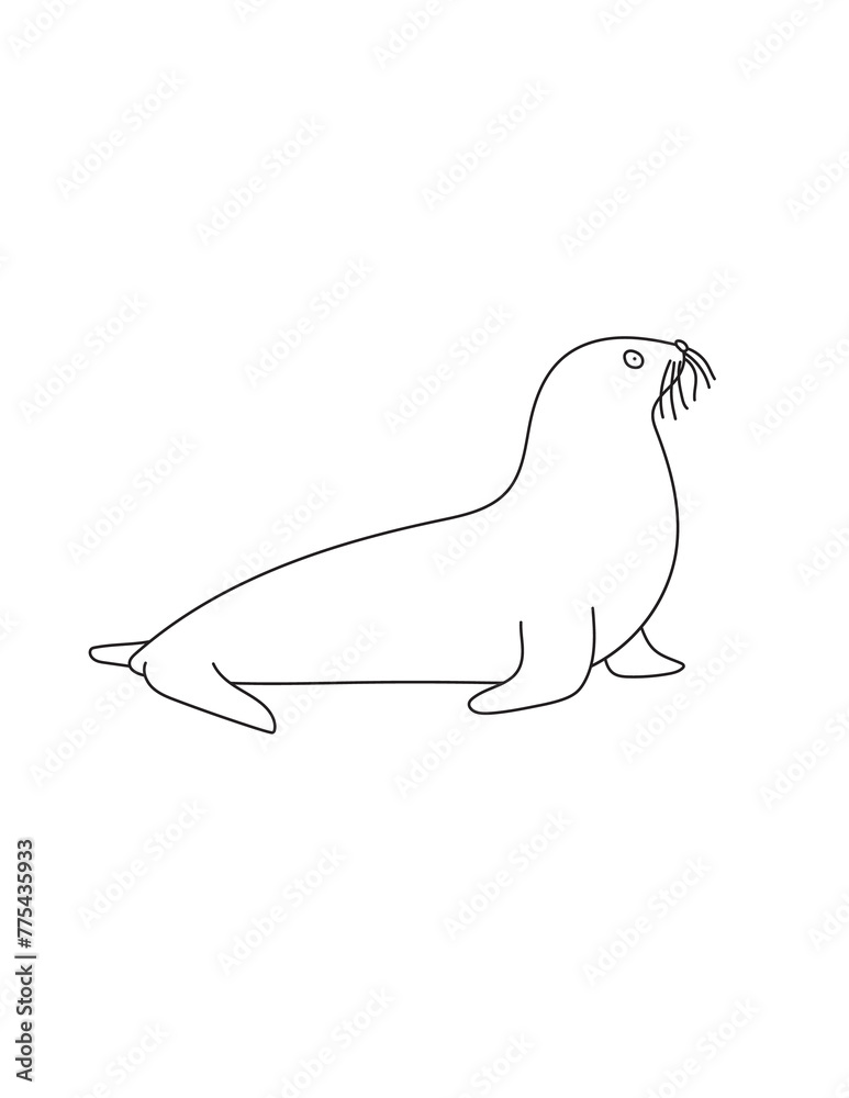 Seal Coloring Page for Print. Underwater animals and Ocean Life ...
