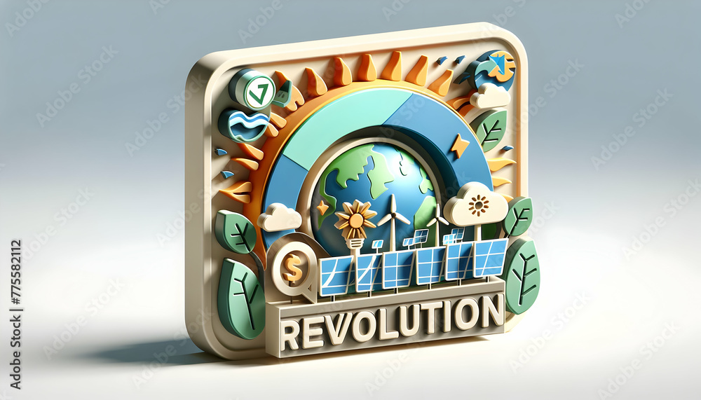 3d flat icon as Renewable Revolution Banners celebrating the shift to ...