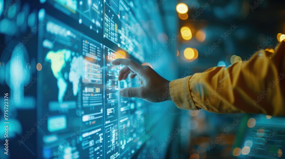 working hands with data base from Scada system on computer screen. Stock Photo | Adobe Stock