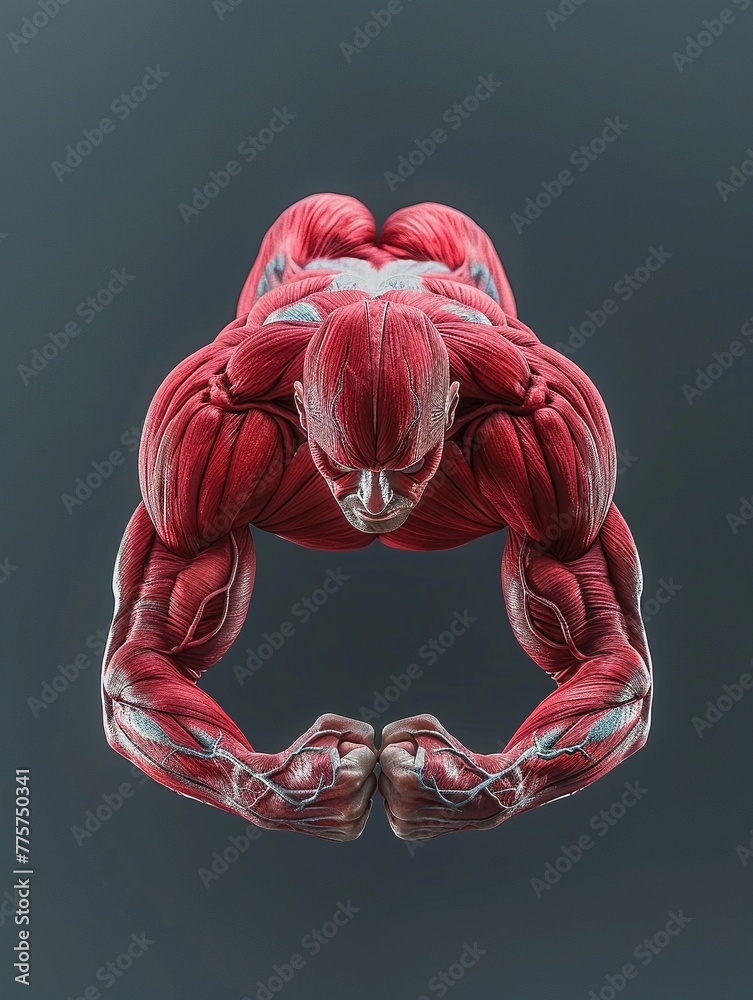 The contraction of the pectoralis major, triceps brachii, and deltoids ...