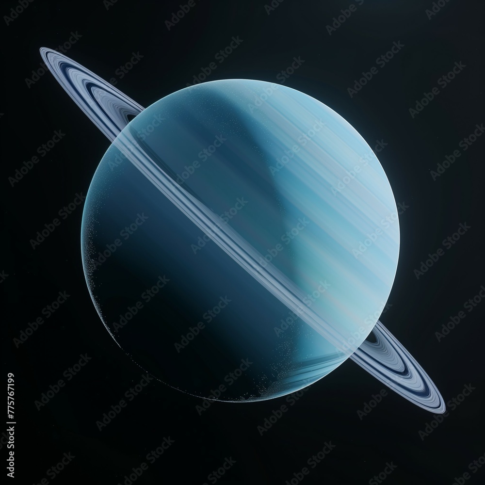 Hyper-realistic view of planet Uranus with its rings, surface details ...