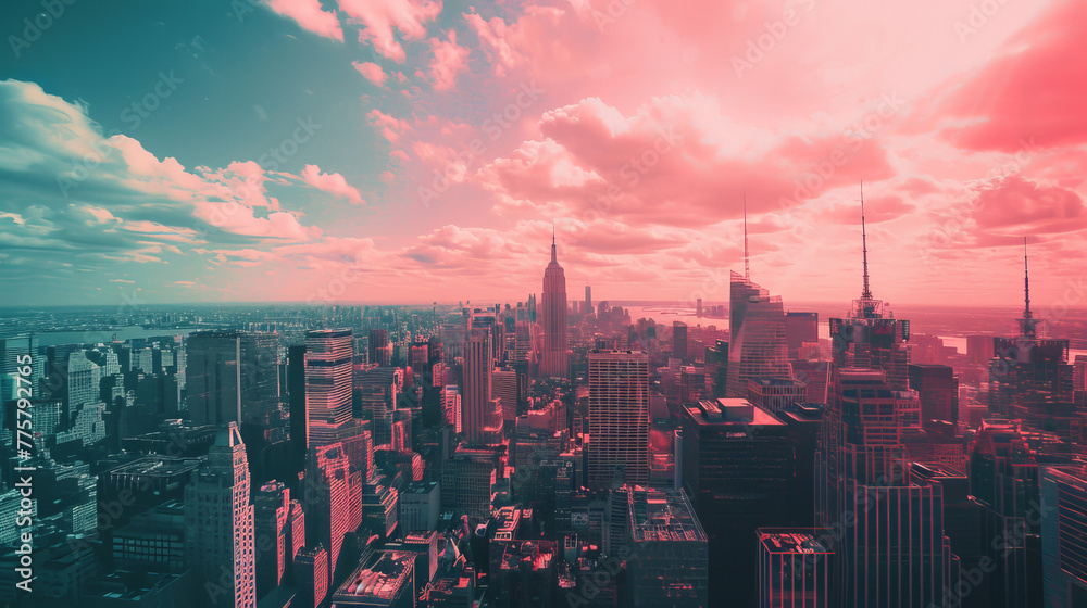 City scene that has been digitally manipulated to create a cross ...