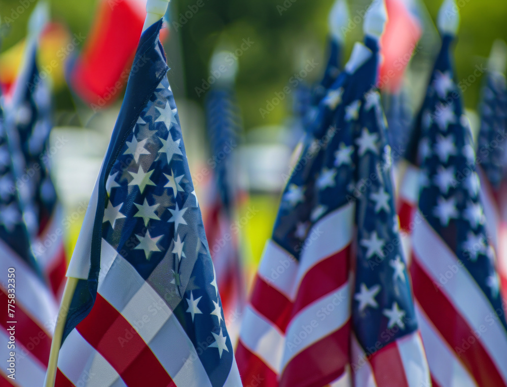 Lots of flags of the United States next to each other Stock Photo ...