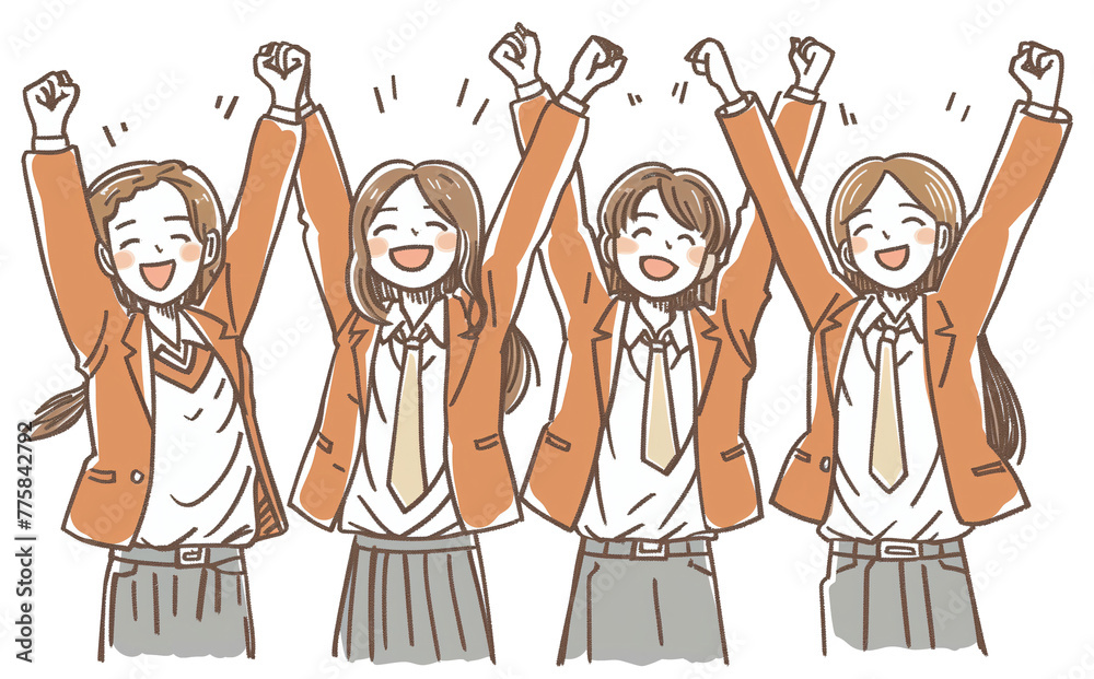 cute cartoon illustration of Japanese high school students wearing ...